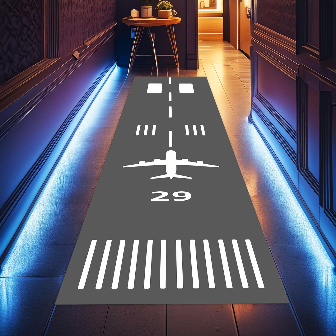 Airport Runway Rug For, Kids Play Area, Plane Lover Rug, Airport Ground ...