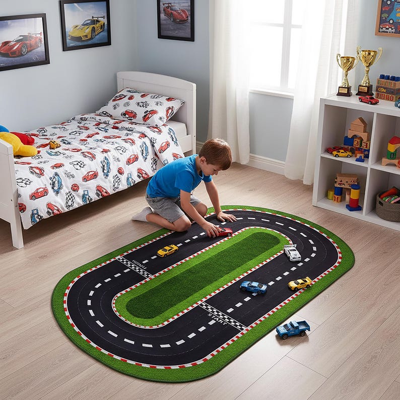 Race Track, Racetrack Rug, Start Line, Finish Line, Race Road Rug ...