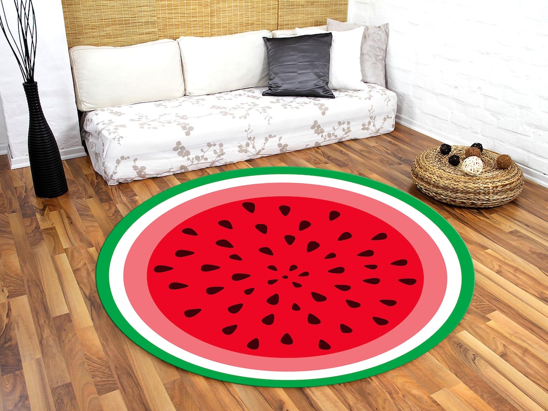 Watermelon Rug, Round Kitchen Carpet, Fruit Décor, Cute Nursery Play ...