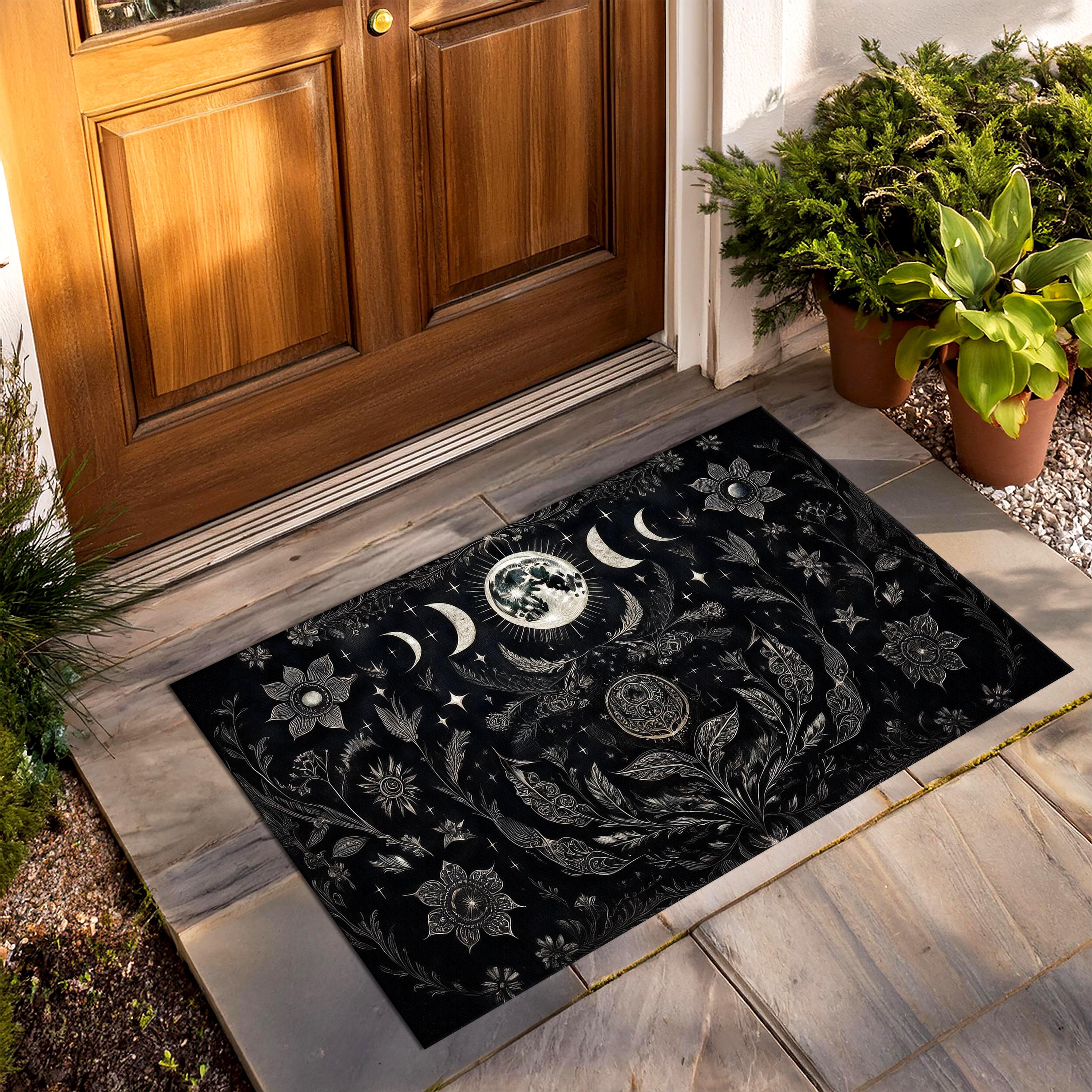Gothic Moon Phase Rug, Dark Academia Decor, Cottagecore Rug, Floral ...
