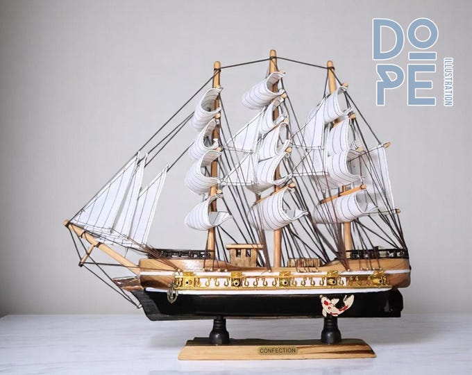 Wooden Ship Table Decor | Nautical Vessel Centerpiece | Miniature Boat ...