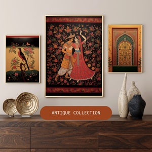 Set of 3 Indian Folk Art Pichwai Painting Indian Bird Art Vibrant ...