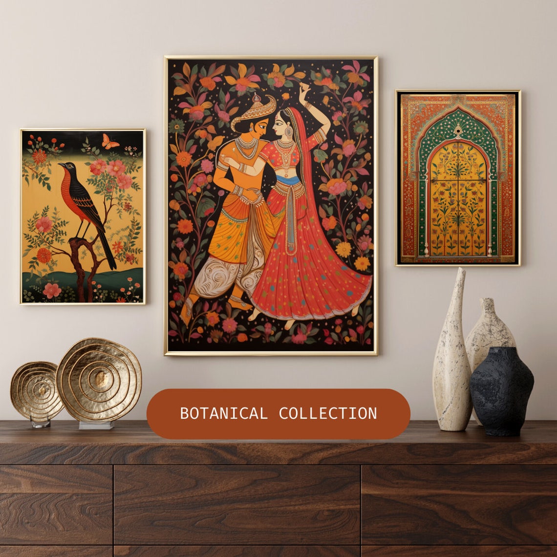 Set of 3 Indian Folk Art Pichwai Painting Indian Bird Art - Etsy