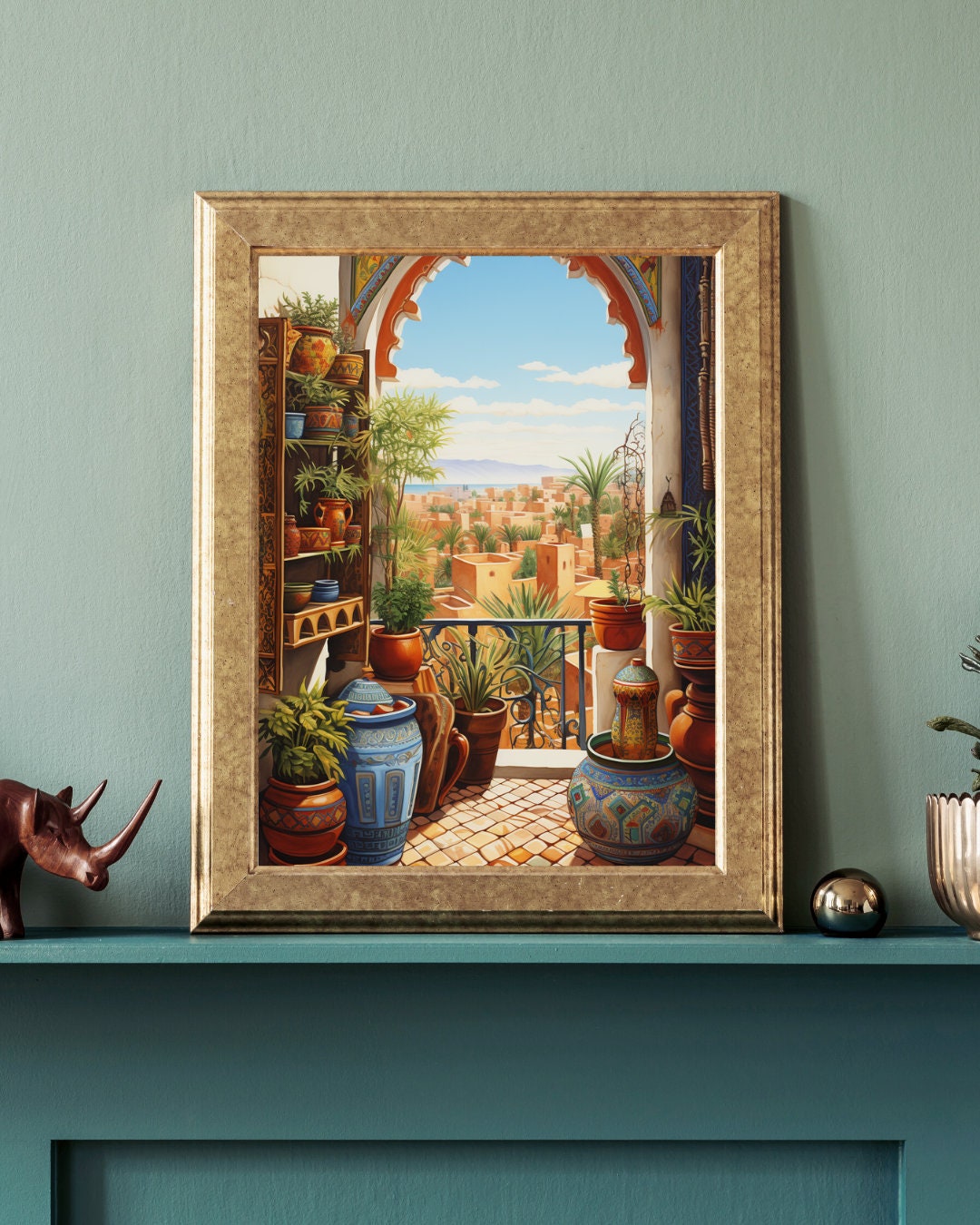Moroccan Art Set of 2 Gallery Art Set Colorful Moroccan City Print ...