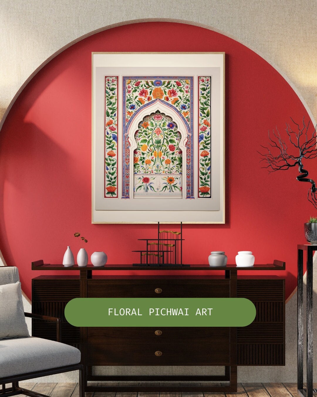 Pichwai Painting Indian Floral Frame Motifs Home Wall Decor Digital ...