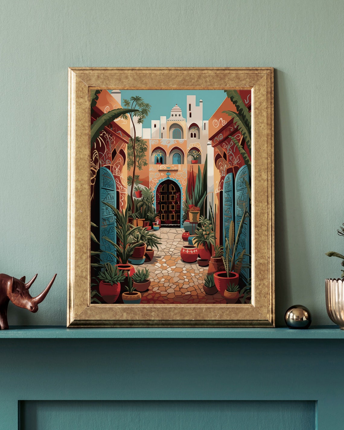 Moroccan Art Set of 2 Gallery Art Set Colorful Moroccan City Print ...