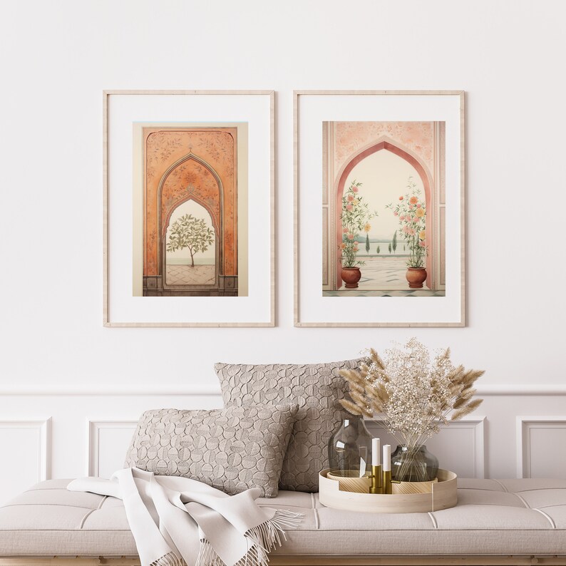Set of 3 Indian Folk Art Mughal Print Arch Gallery Wall - Etsy
