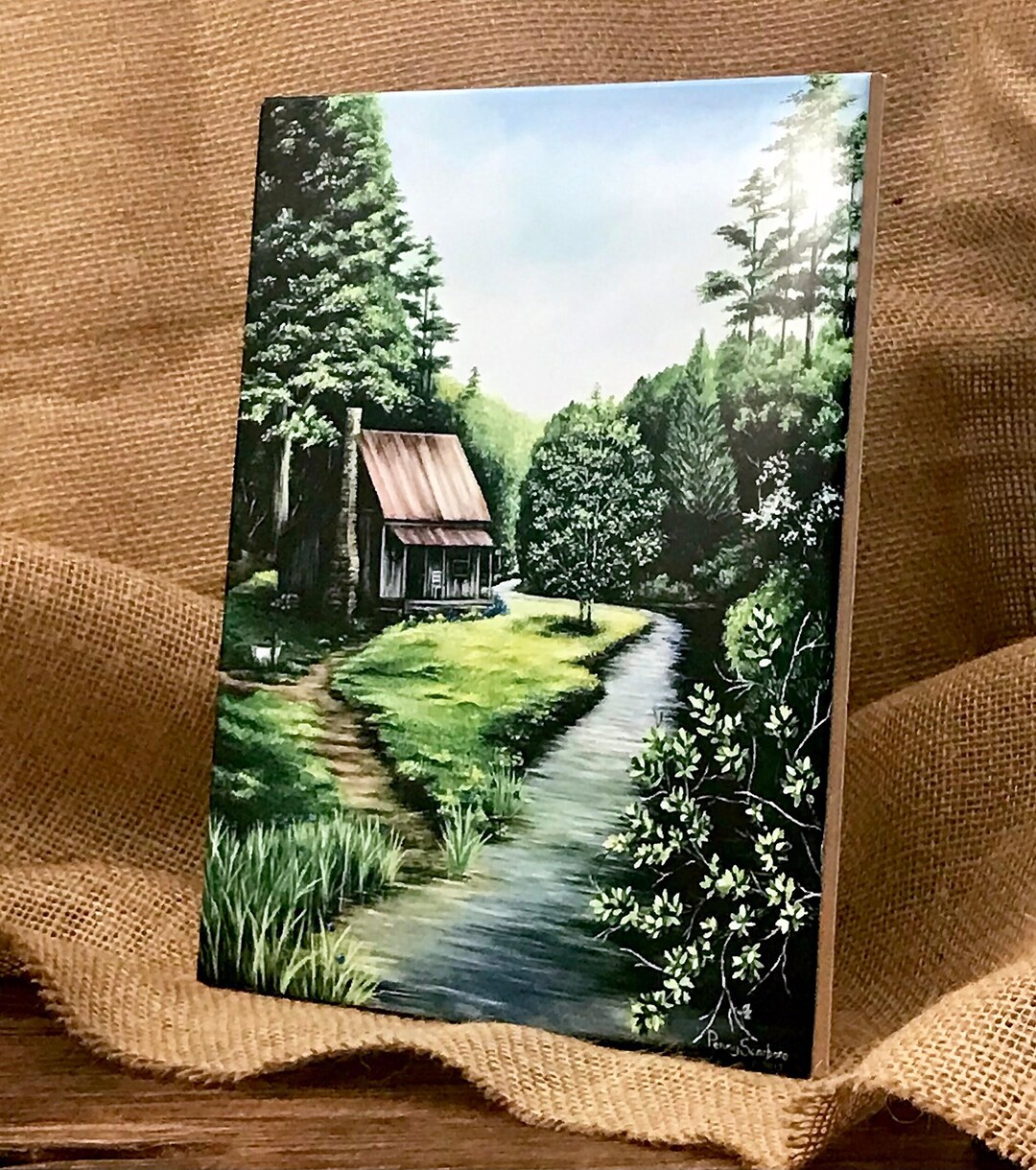 Rustic Cabin Ceramic Tile Art: "gone but Not Forgotten" - Etsy