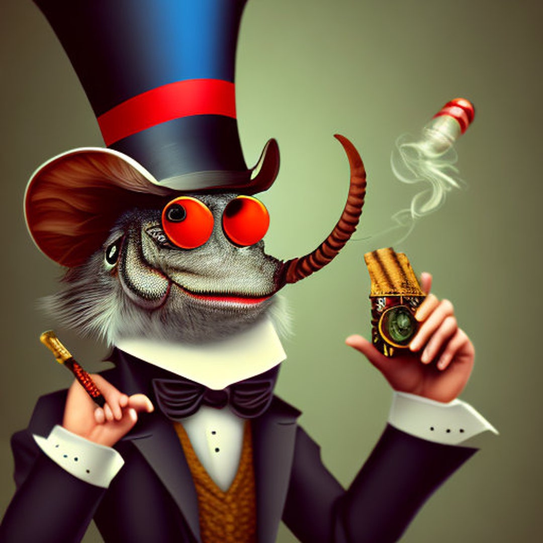 Cockroach Wearing Top Hat Smoking a Cigar - Etsy