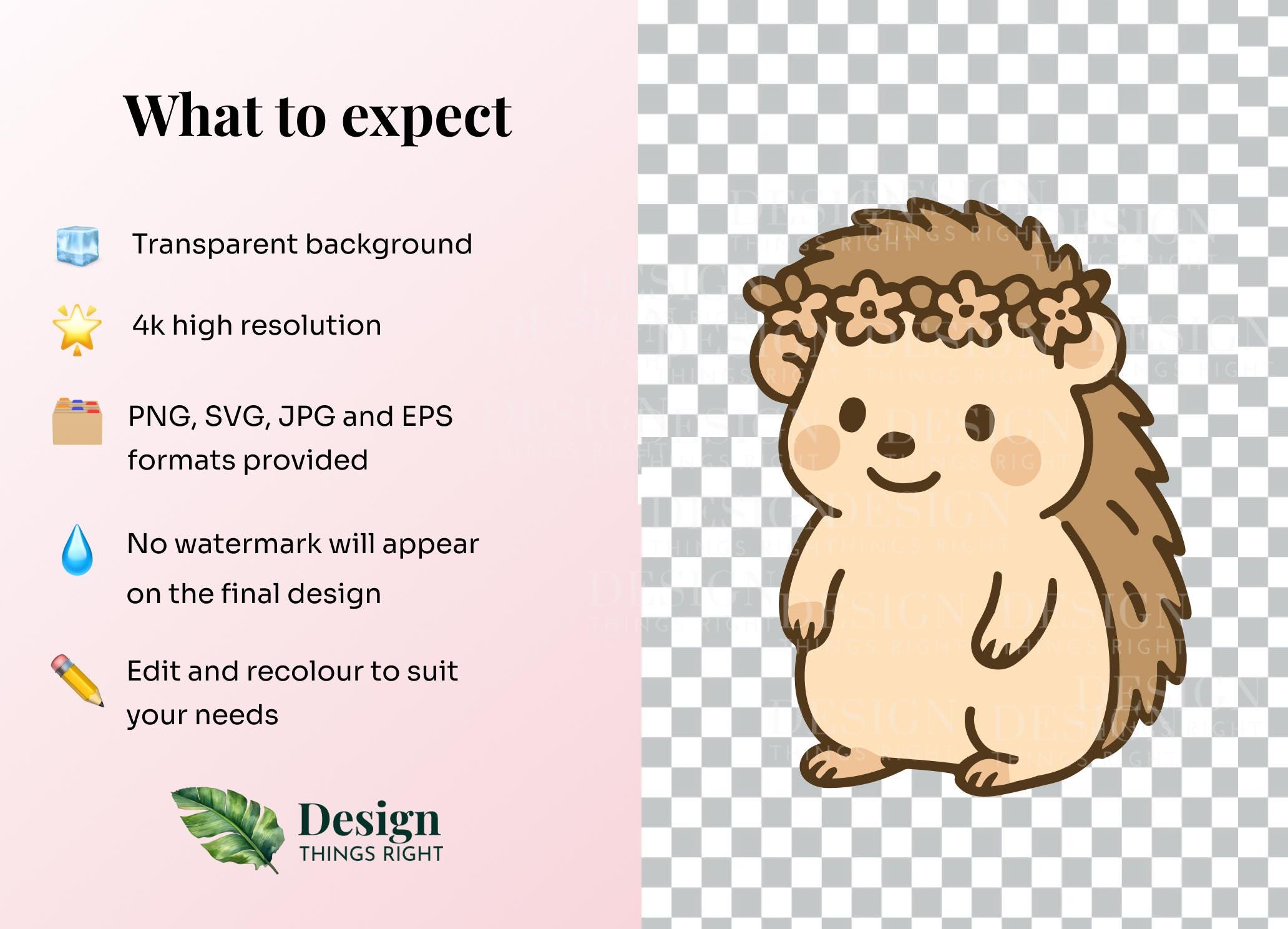 Cute Hedgehog Clipart Bundle SVG PNG | 8 Hand-drawn Style Hedgehog ...