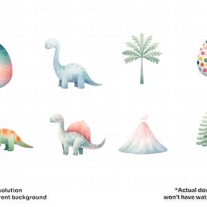 Pastel Dinosaurs Watercolour Clipart Set - T-rex, Triceratops ...