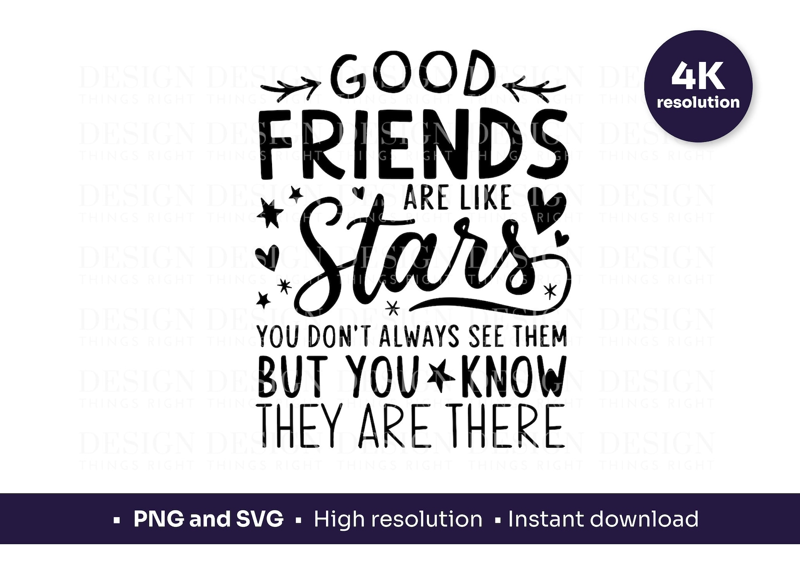 Good Friends Are Like Stars PNG SVG | Friendship Quote Design | Cricut ...