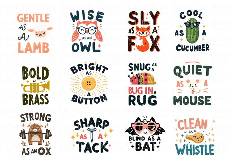 Cute Sayings, Idioms Digital Download SVG, PNG Cute Illustrations for ...