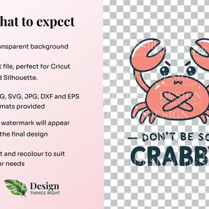 Don't Be so Crabby SVG, PNG - Cute Animal Pun Illustration ~ Digital ...