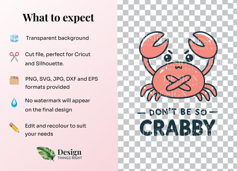 Don't Be so Crabby SVG, PNG - Cute Animal Pun Illustration ~ Digital ...