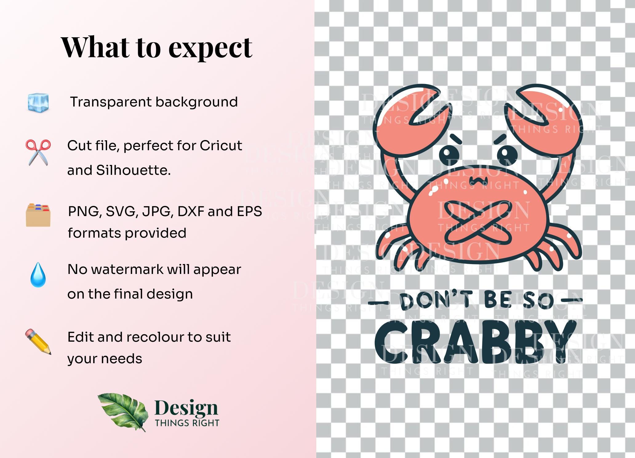 Don't Be so Crabby SVG, PNG - Cute Animal Pun Illustration ~ Digital ...