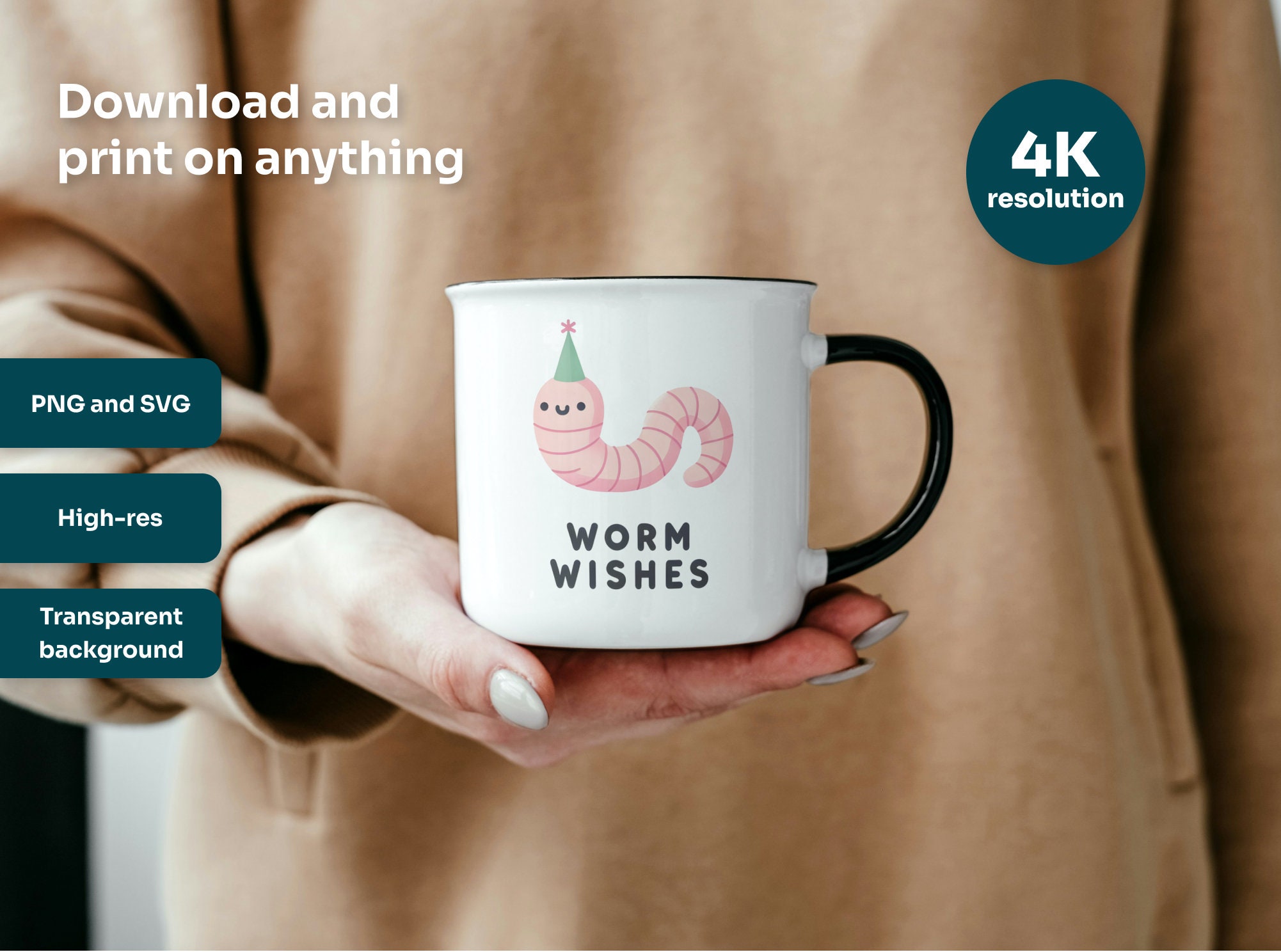 Worm Wishes | Cute Punny Birthday PNG, SVG | Digital Image ...