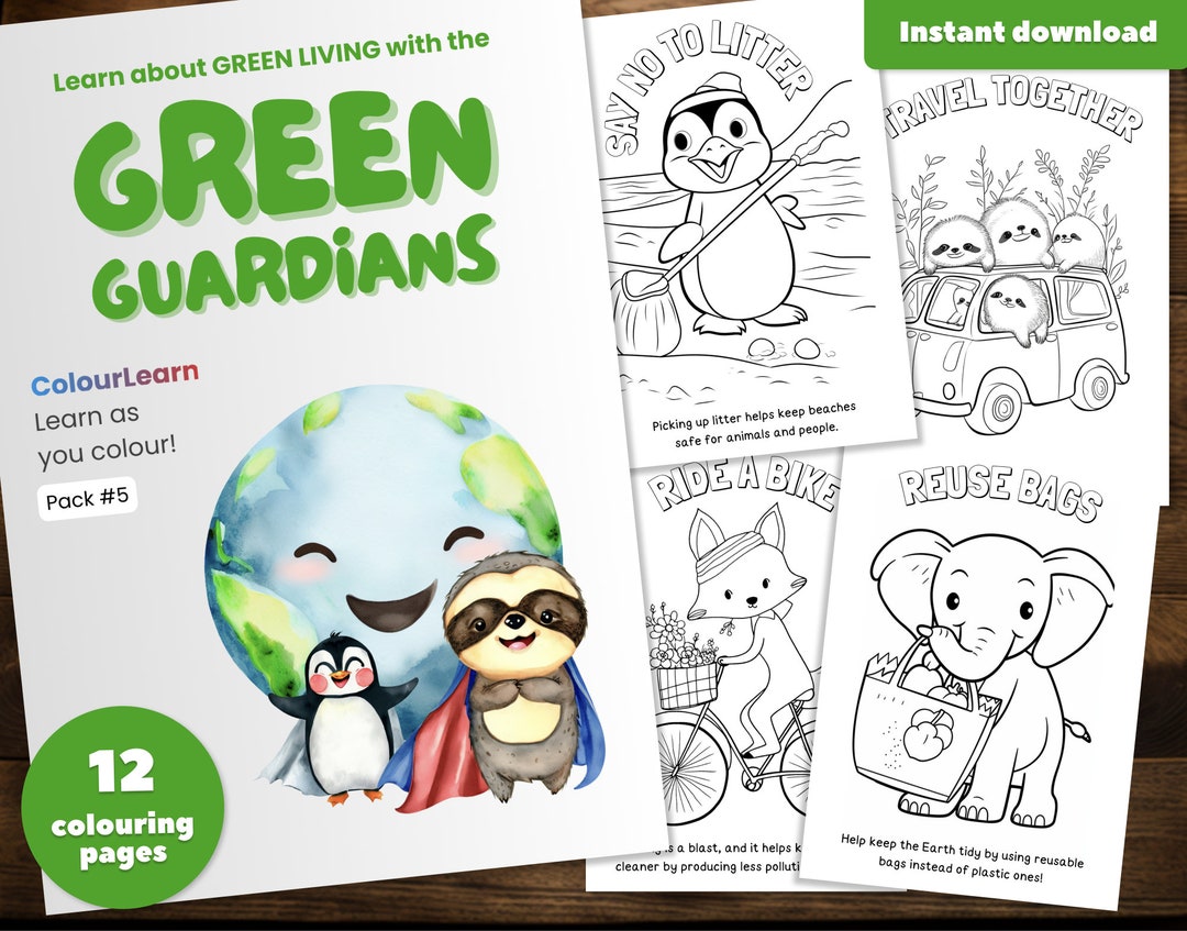 Green Guardians Educational Colouring Pages 12-page, Recycling Eco, Fun ...