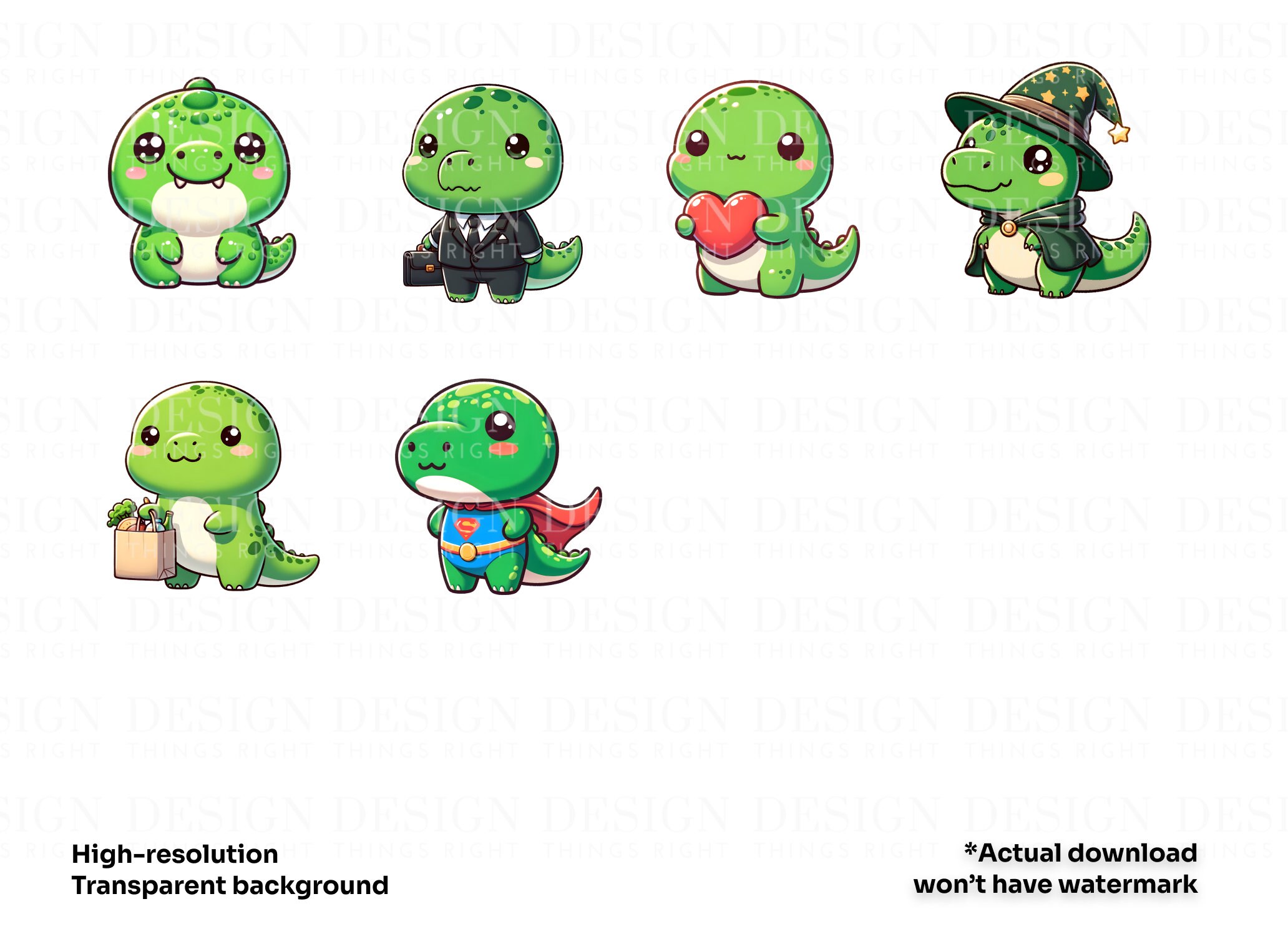 Cute T-rex Clipart Stickers | Kawaii Digital Stickers | Scrapbooking ...