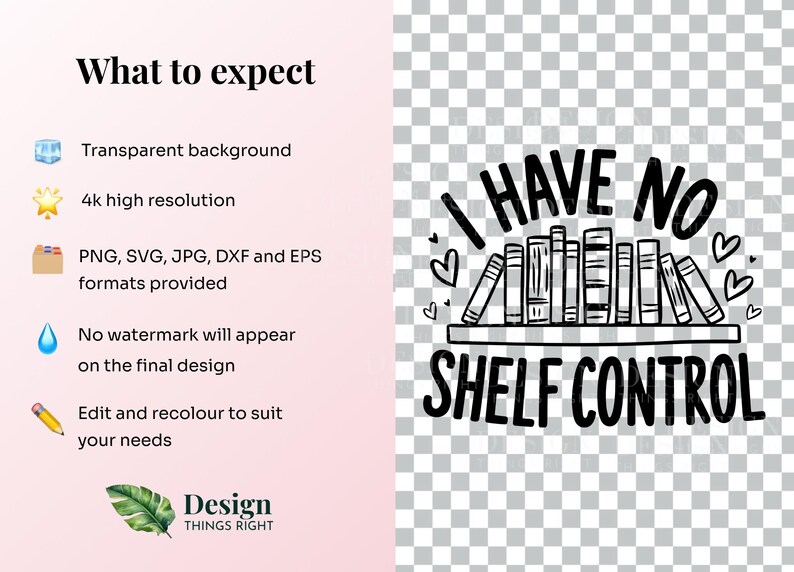 I Have No Shelf Control SVG PNG | Book Lover Quote | Digital Download ...