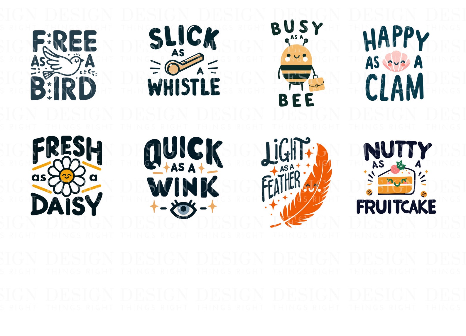 Cute Sayings, Idioms Digital Download SVG, PNG Cute Illustrations for ...