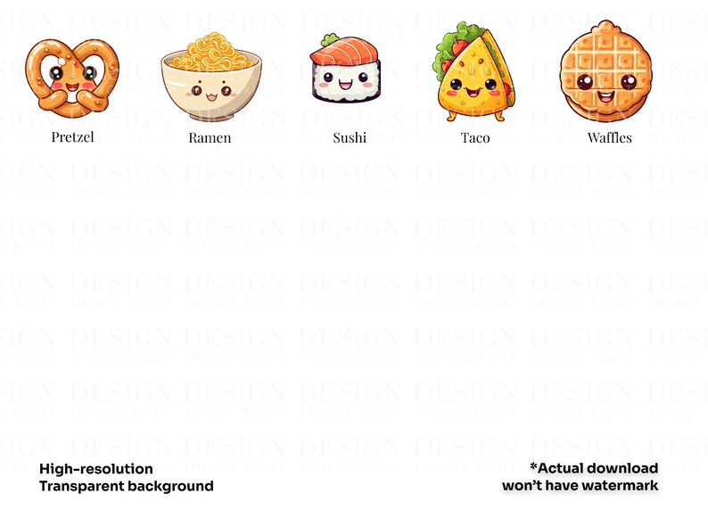 Cute Food Clipart Stickers Kawaii Digital Stickers - Etsy