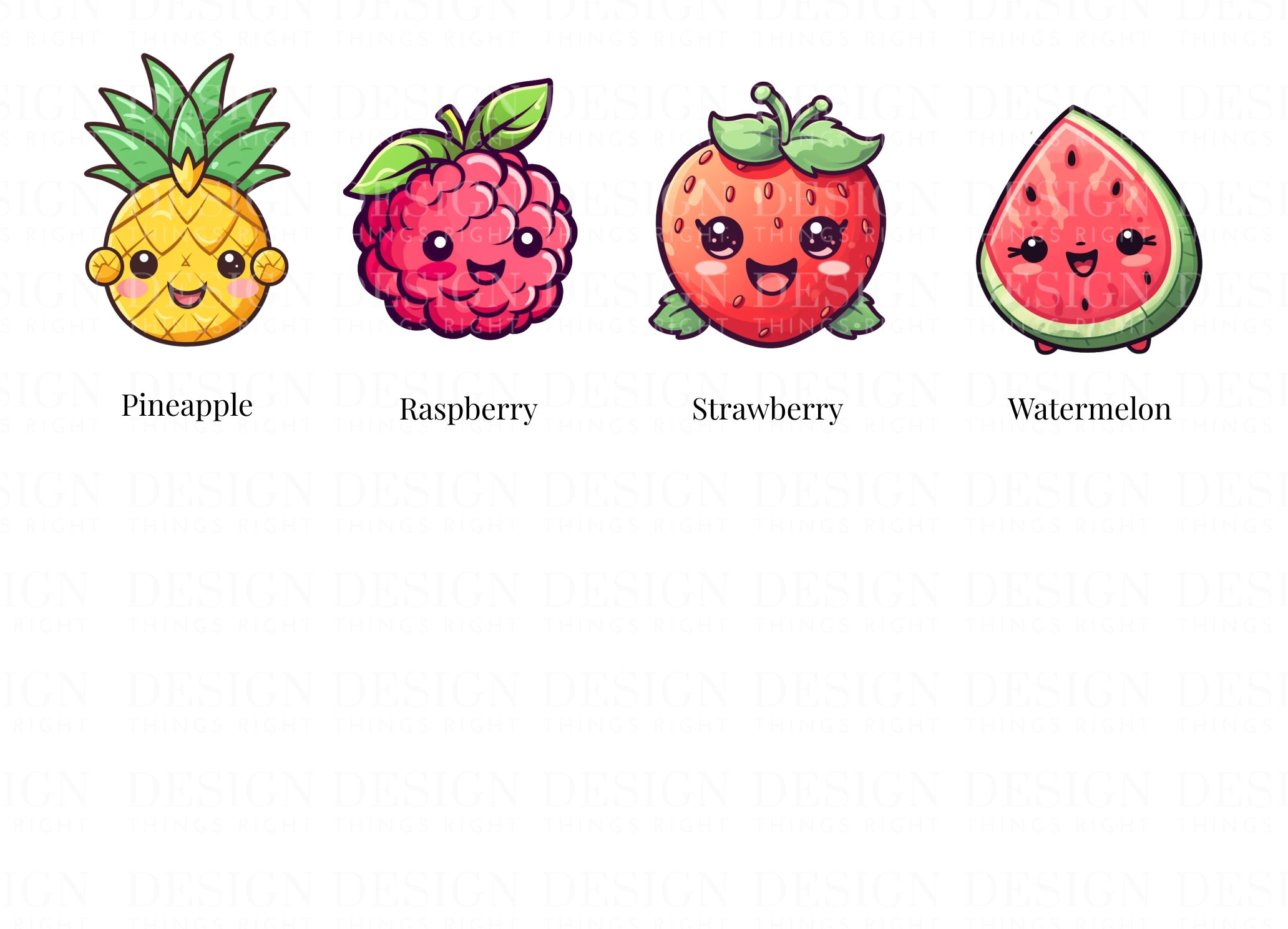 Cute Fruit and Veg Bundle Clipart Stickers Kawaii Digital Stickers ...