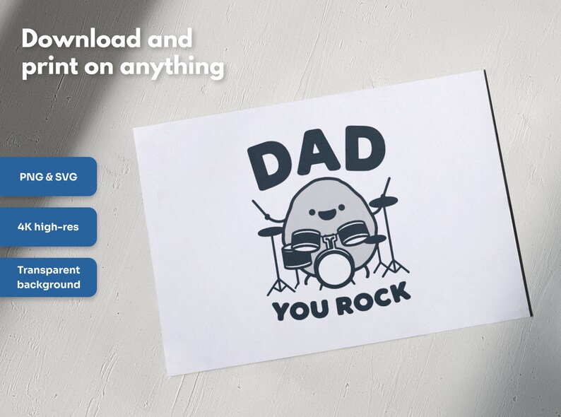 Dad, You Rock! SVG PNG | Drummer Dad Gift | Funny Father's Day ...