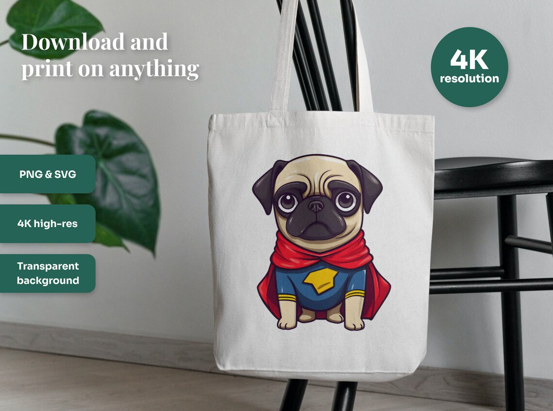 Cute Pug Clipart Stickers | Kawaii Digital Stickers | Scrapbooking ...