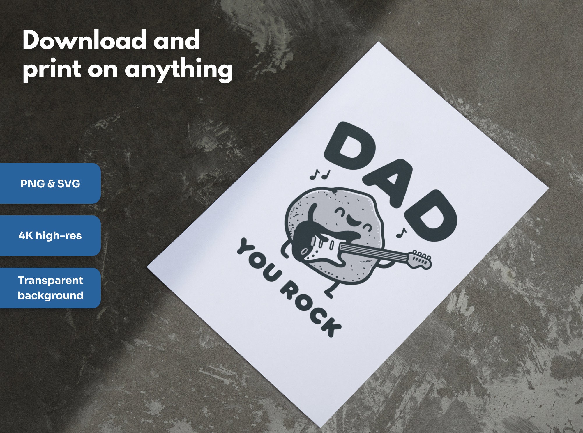 Dad, You Rock! SVG PNG | Guitarist Dad Gift | Funny Father's Day ...