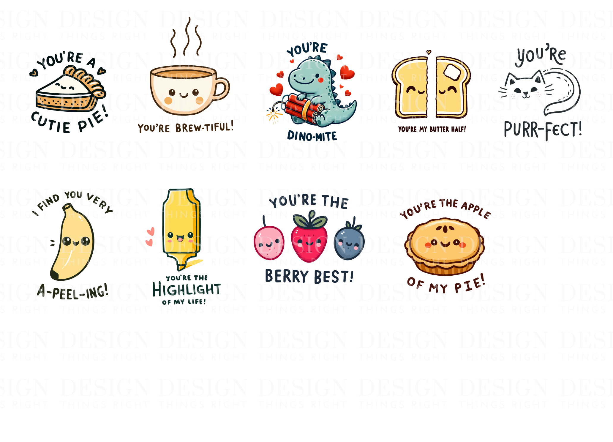 Love Puns Digital Download SVG, PNG Cute Food and Animal Pun ...