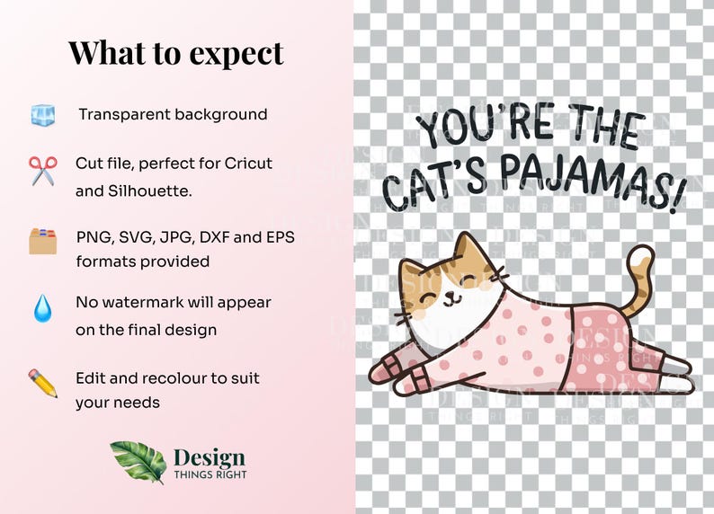 You're the Cats Pajamas - Funny Cat SVG, PNG - Cute Animal Pun ...