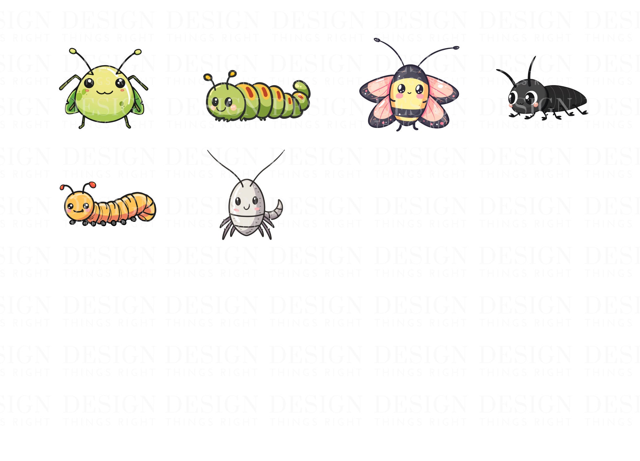 Cute Insect Clipart Stickers | PNG and SVG ~ Kawaii Digital Stickers ...