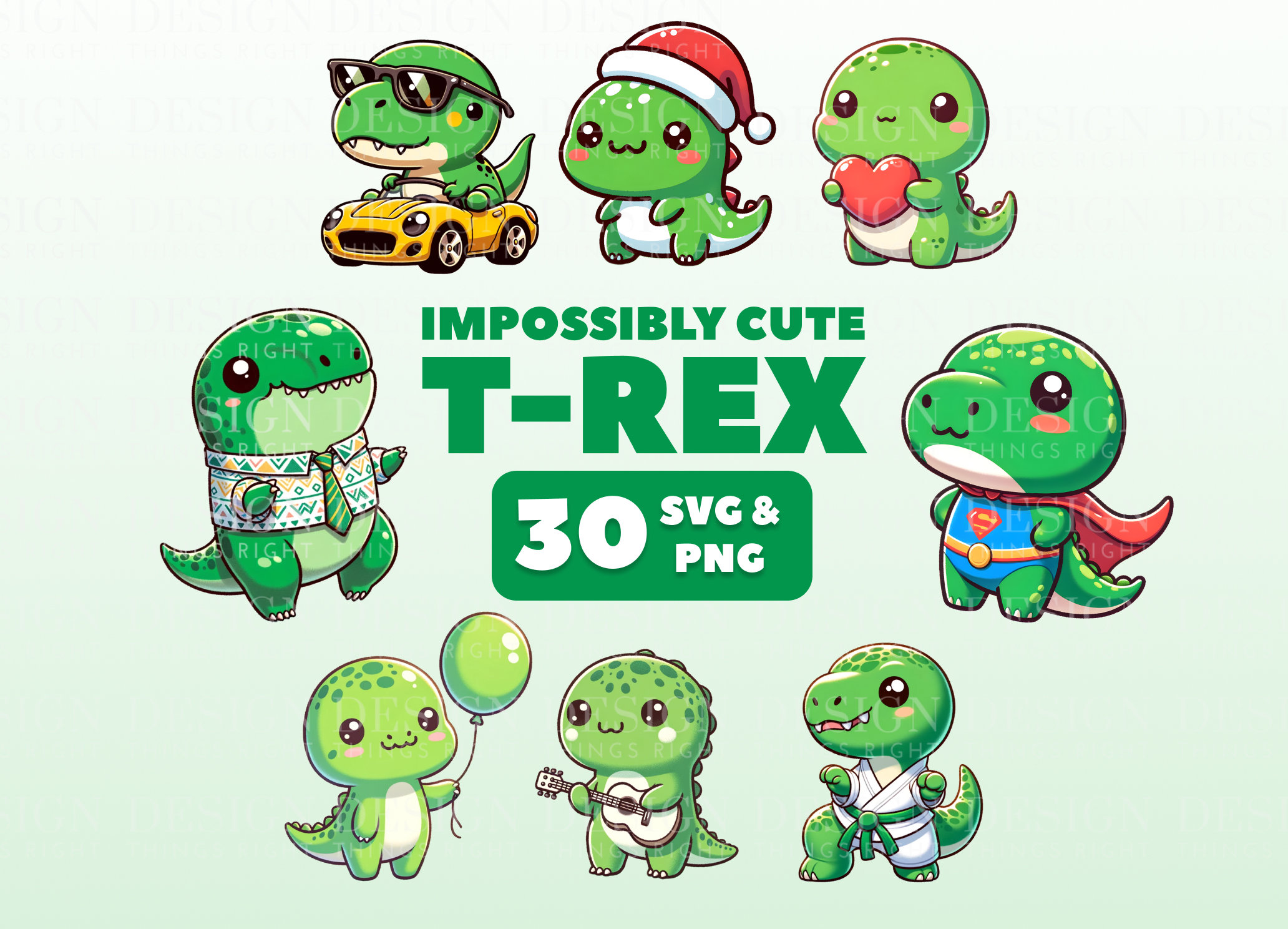 Cute T-rex Clipart Stickers | Kawaii Digital Stickers | Scrapbooking ...