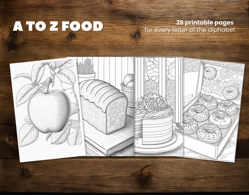 A to Z Food Colouring Book - Adult Relaxation With Delicious Food ...