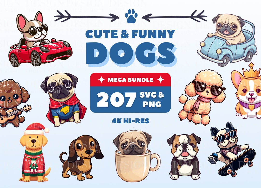 Cute, Funny Dogs Clipart Stickers | Kawaii Digital Stickers ...