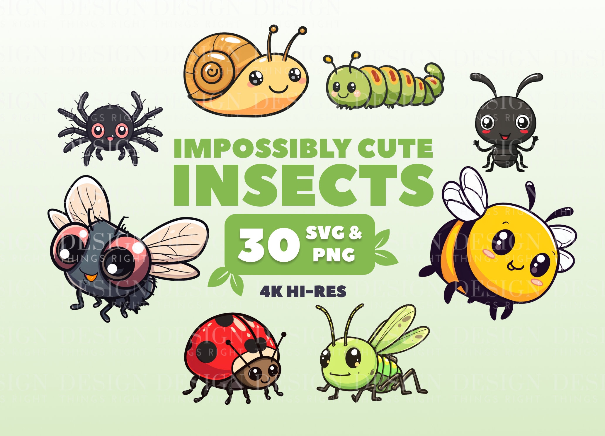 Cute Insect Clipart Stickers | PNG and SVG ~ Kawaii Digital Stickers ...