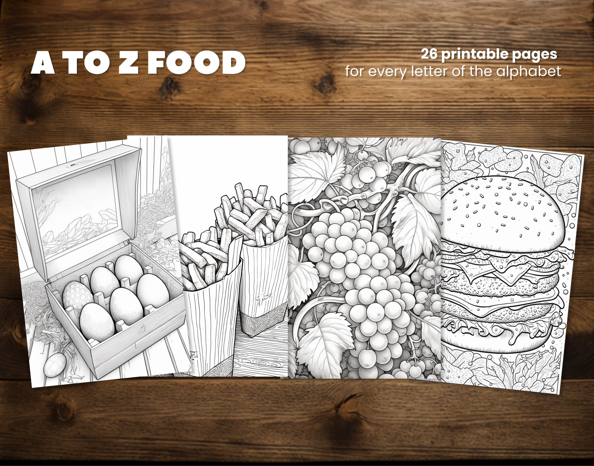A to Z Food Colouring Book - Adult Relaxation With Delicious Food ...
