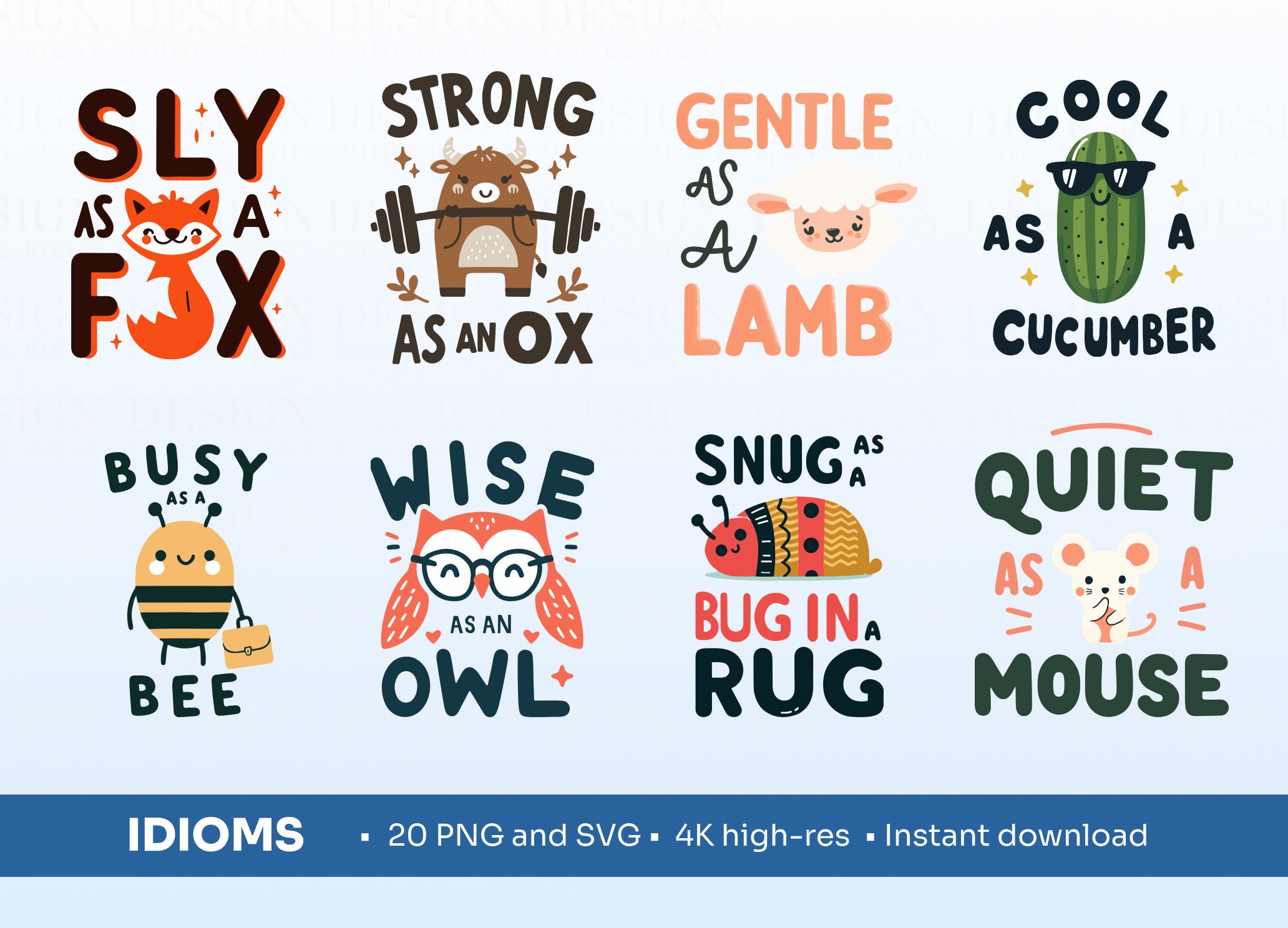 Cute Sayings, Idioms Digital Download SVG, PNG Cute Illustrations for ...