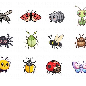 Cute Insect Clipart Stickers | PNG and SVG ~ Kawaii Digital Stickers ...