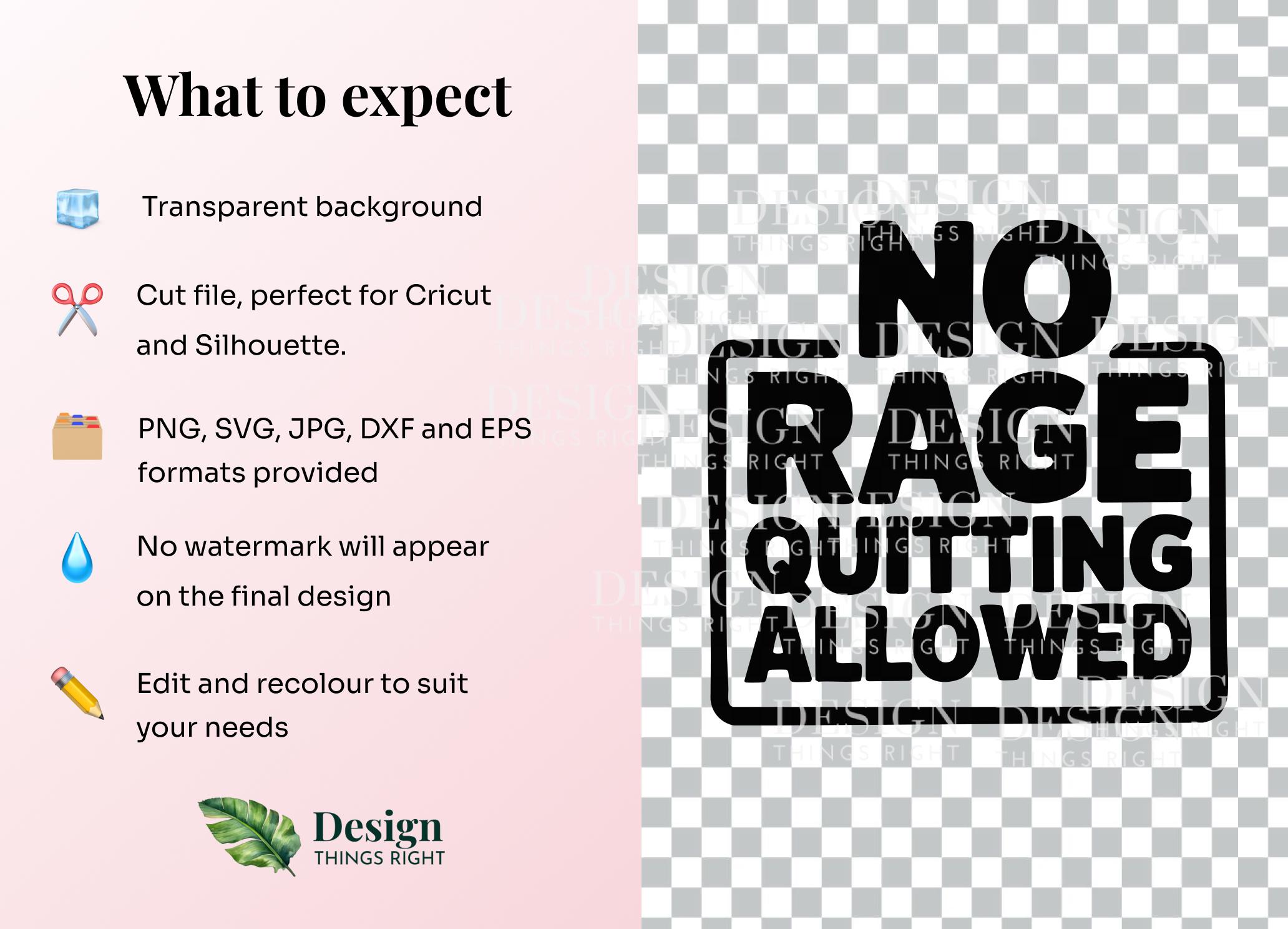 No Rage Quitting Allowed SVG PNG | Funny Gamer Clipart | Gaming Room ...