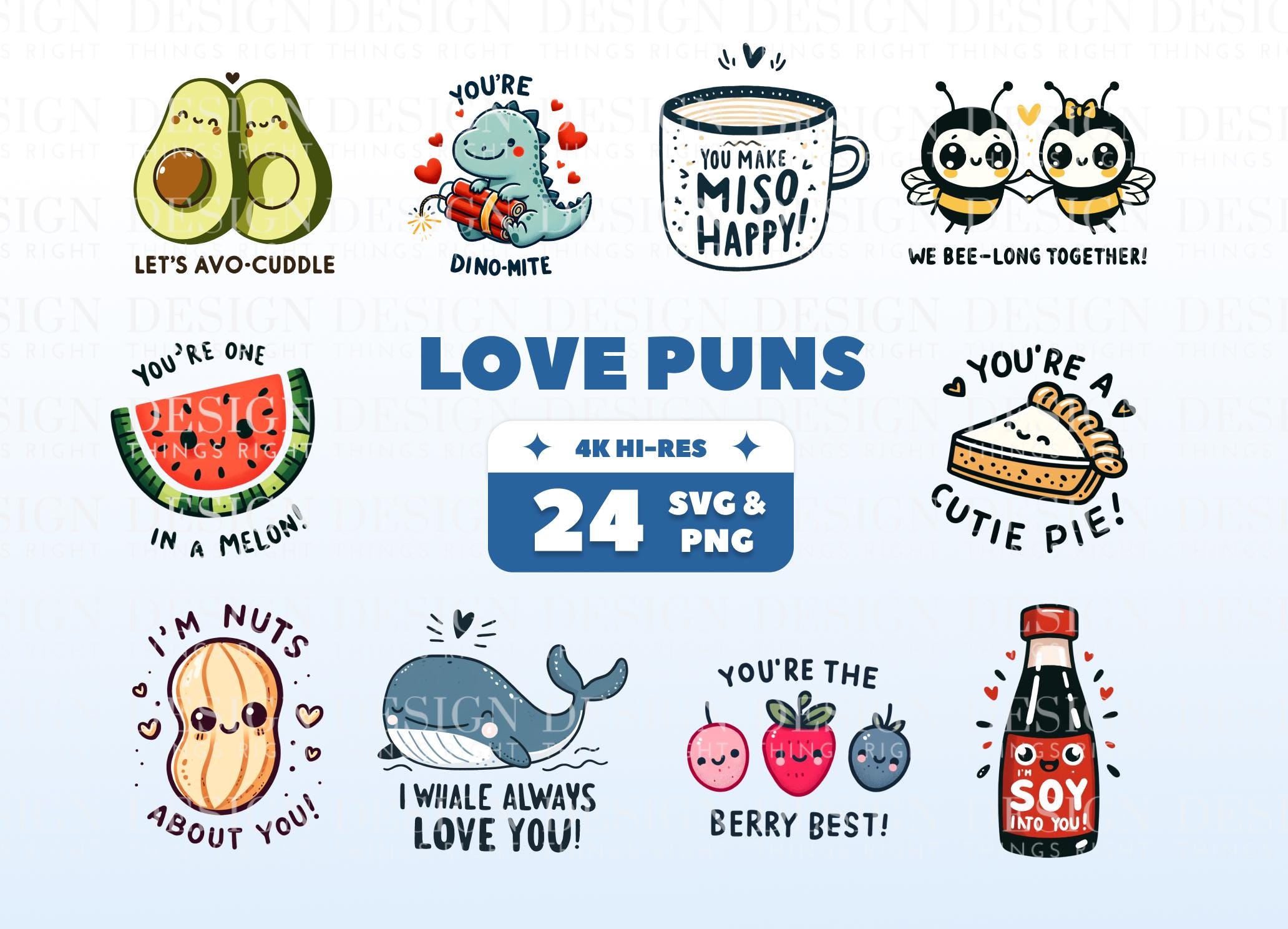 Love Puns Digital Download SVG, PNG - Cute Food and Animal Pun ...
