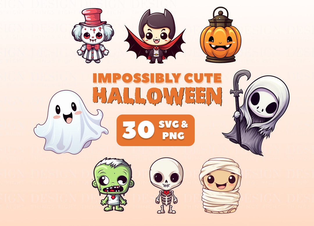 Cute Halloween Clipart Stickers | Kawaii Digital Stickers ...