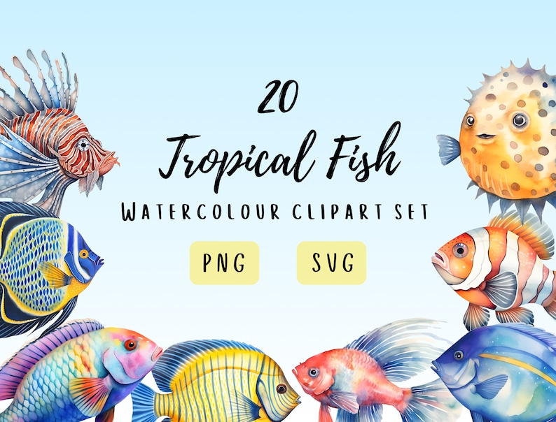 Tropical Fish Watercolour Clipart Set - Vibrant Aquatic Illustrations ...