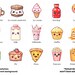 Cute Food Clipart Stickers Kawaii Digital Stickers Scrapbooking ...