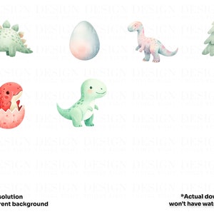 Pastel Dinosaurs Watercolour Clipart Set - T-rex, Triceratops ...