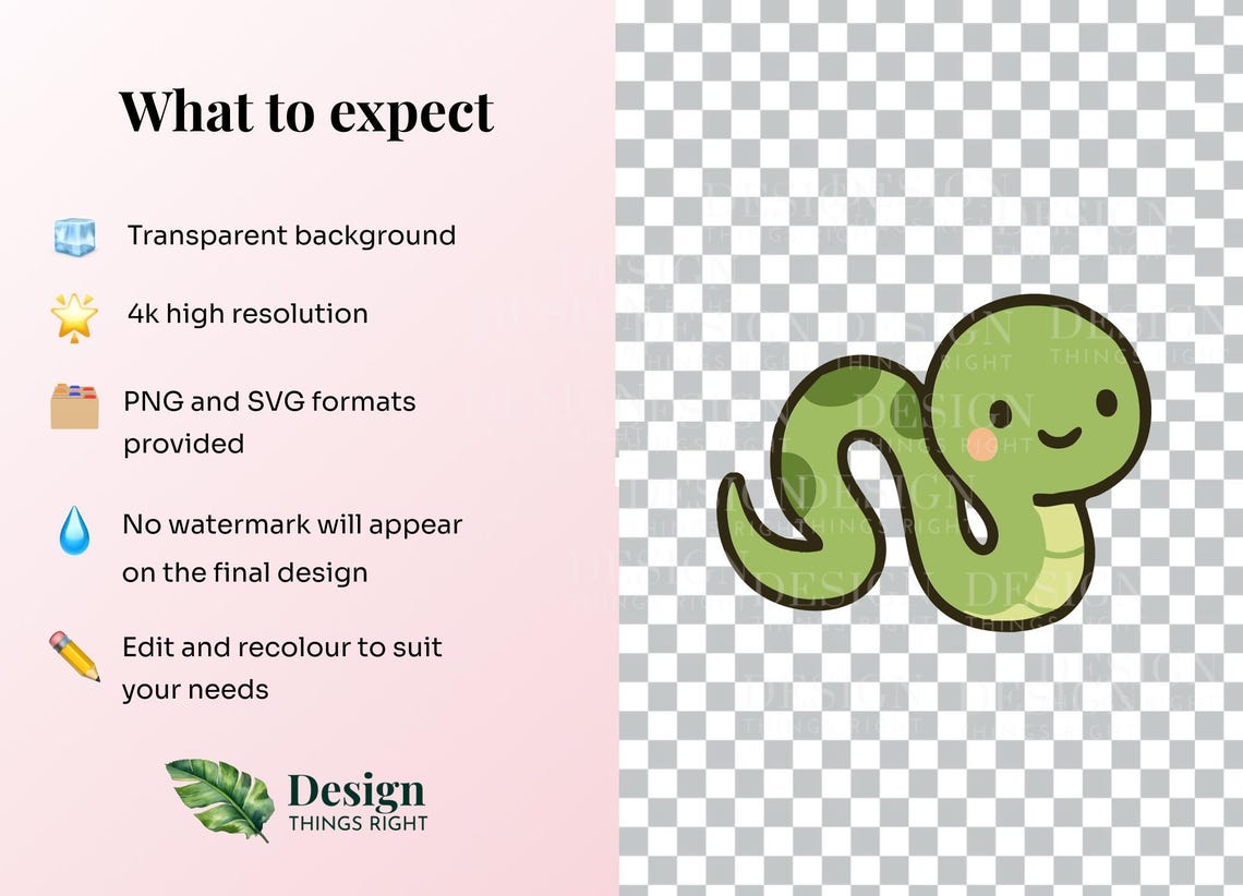 Cute Snakes Clipart Bundle SVG PNG – 12 Kawaii Reptile Clipart, Funny ...