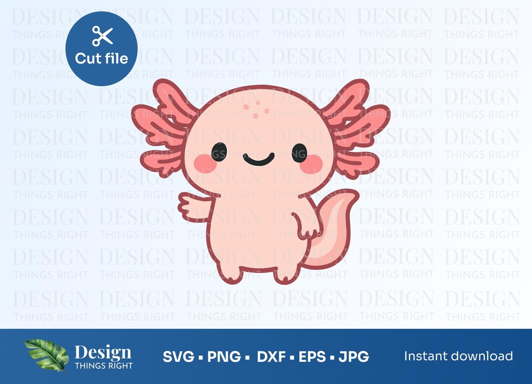 Cute Axolotl SVG PNG – Hand Drawn Style Kawaii Axolotl Clipart for ...