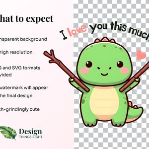 Cute T-rex Valentine's Illustration - 'I Love You This Much ...