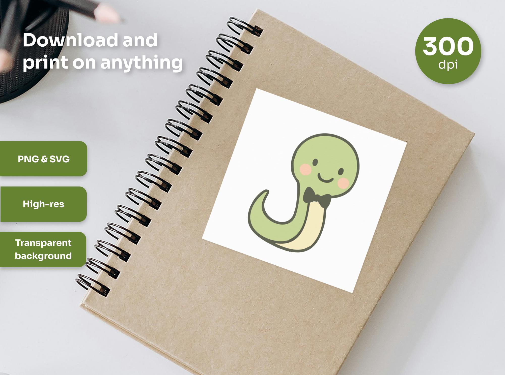 Cute Snakes Clipart Bundle SVG PNG – 12 Kawaii Reptile Clipart, Funny ...